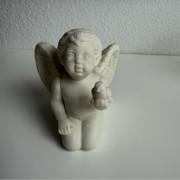 Art | Vintage Ceramic White Color Angel With Pigeon Candle Holder ...